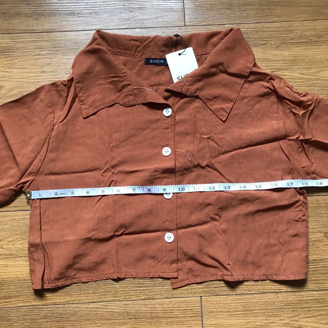 Rust crop top linen cropped polo, Women's Fashion, Tops, Blouses on ...