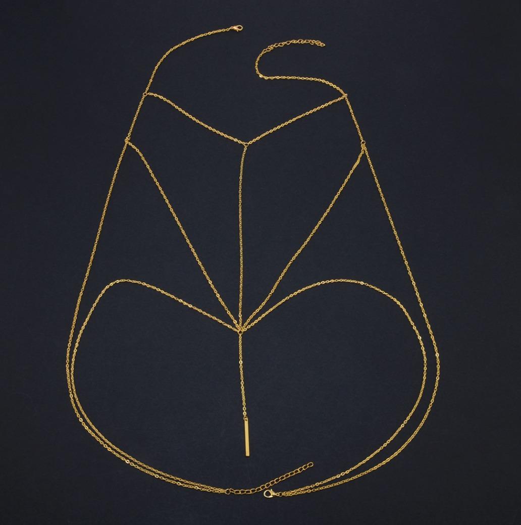 Sexy Deep V Chest Chain Drop Bar Body Chain Bikini Beach Chain, Women's ...