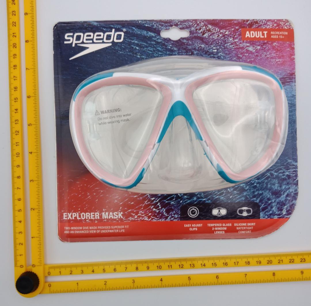 SPEEDO Adult Explorer Dive Swim Mask Swimming Goggles Pink Blue, Sports ...