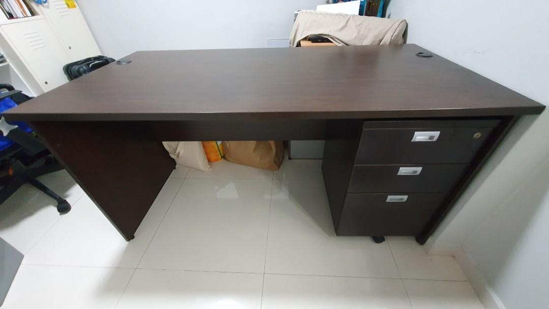Study Table with Mobile Pedestal Cabinet, Furniture & Home Living ...