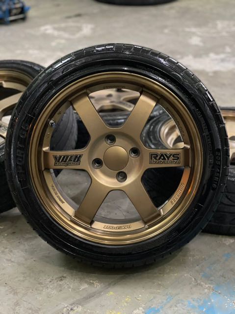 TE37 16 inch sport rim Vios tyre 70%, Auto Accessories on Carousell