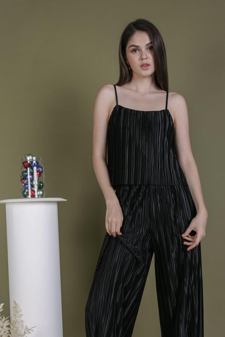 The Tinsel Rack TTR Jill Pleated Pants (Black), Women's Fashion ...