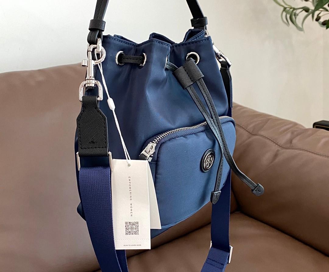 Tory Burch Virginia Nylon Bucket Backpack Bag Navy Blue, Women's ...