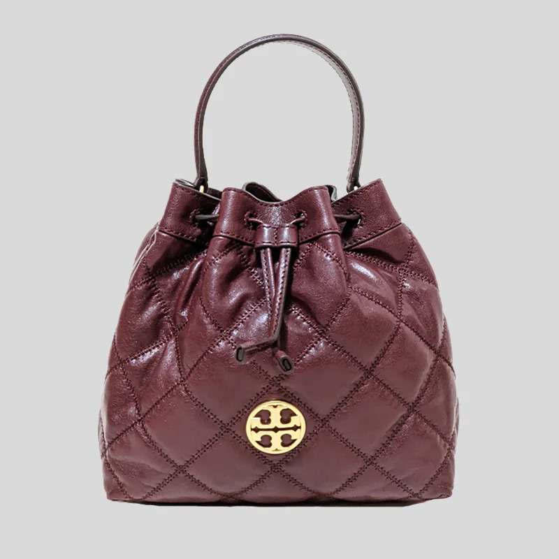 Tory Burch Willa Small Drawstring Shoulder Bag Claret 82370, Women's ...