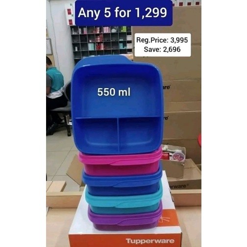 Tupperware Brand Square Divided Lunch box, Furniture & Home Living ...