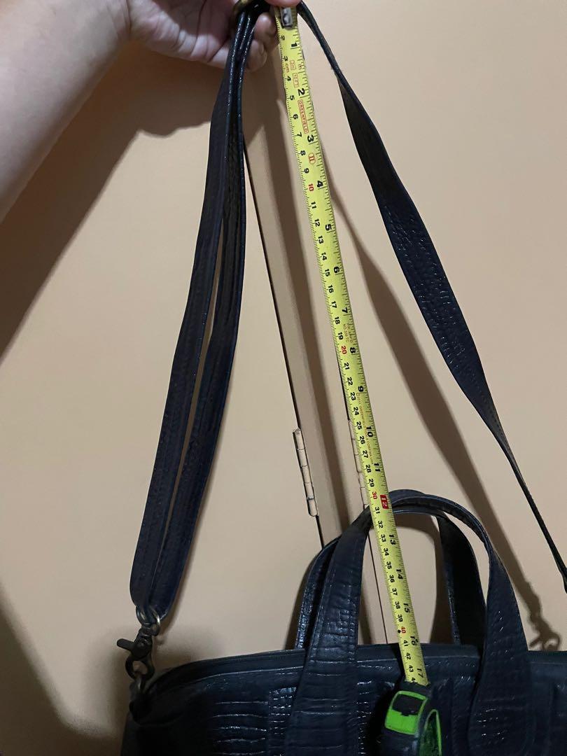 Vedasto black leather structured hand bag/sling bag, Women's Fashion ...