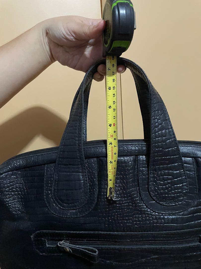 Vedasto black leather structured hand bag/sling bag, Women's Fashion ...