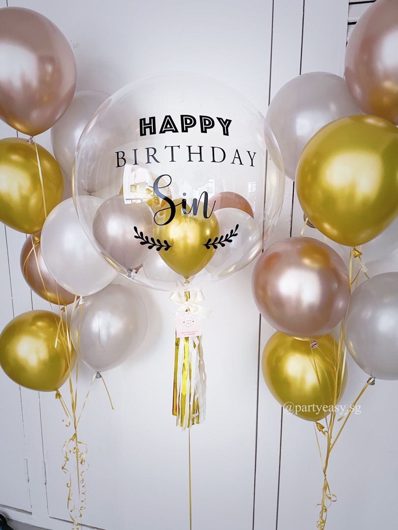 [14+1 Set] Customised 24 inch bubble Balloons Set Kids Birthday Party ...