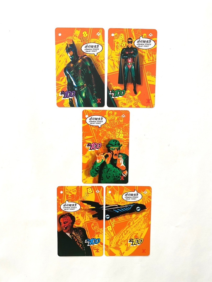 1994 MTR Batman Forever Common Stored Value Ticket 1994年地鐵蝙蝠俠儲值票完整一套 ...