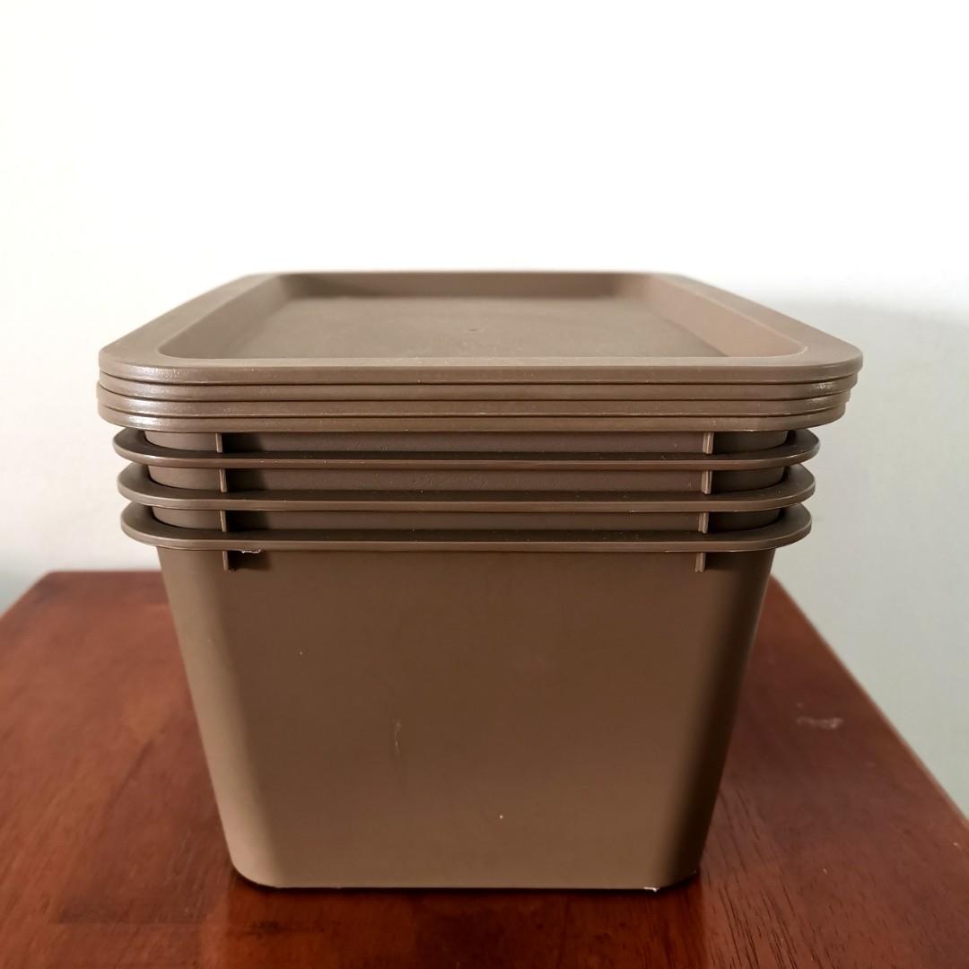 4 Daiso Plastic Containers with Lid, Furniture & Home Living, Home ...