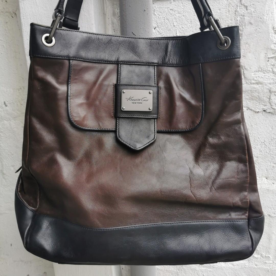 Authentic Kenneth Cole Leather Tote Bag, Women's Fashion, Bags ...