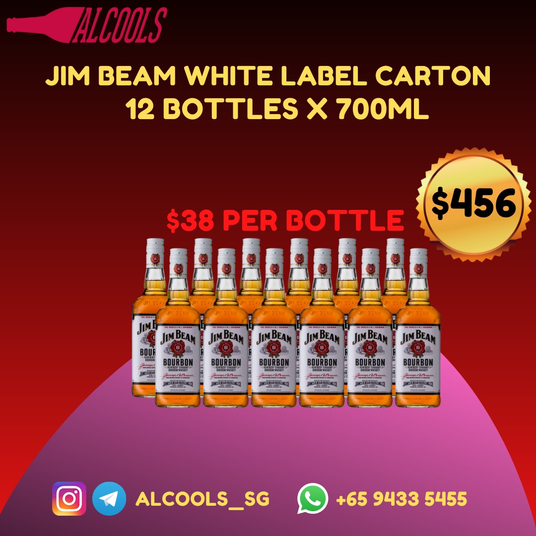 [Carton] Jim Beam White Label x 12 bottles / 700ml / Same Day Alcohol ...