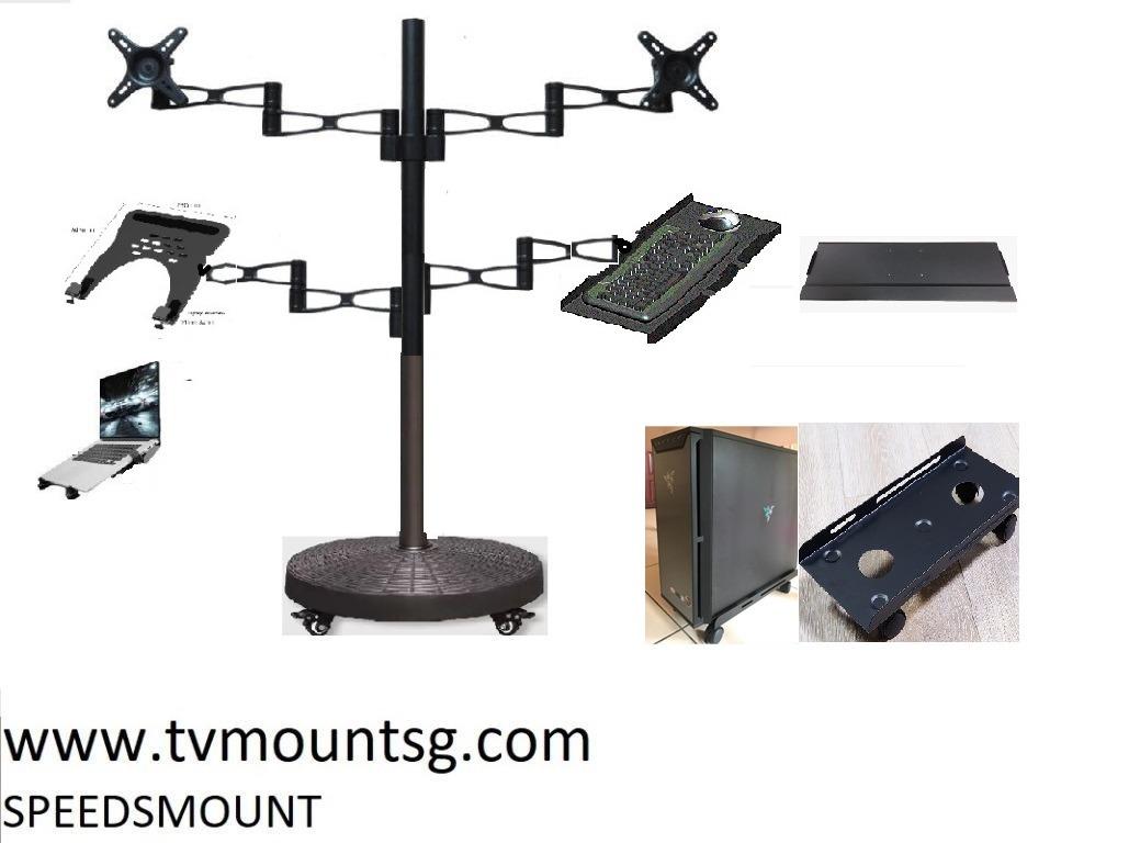 (HDL09) monitor laptop keyboard stand mobile cart height adjustable ...