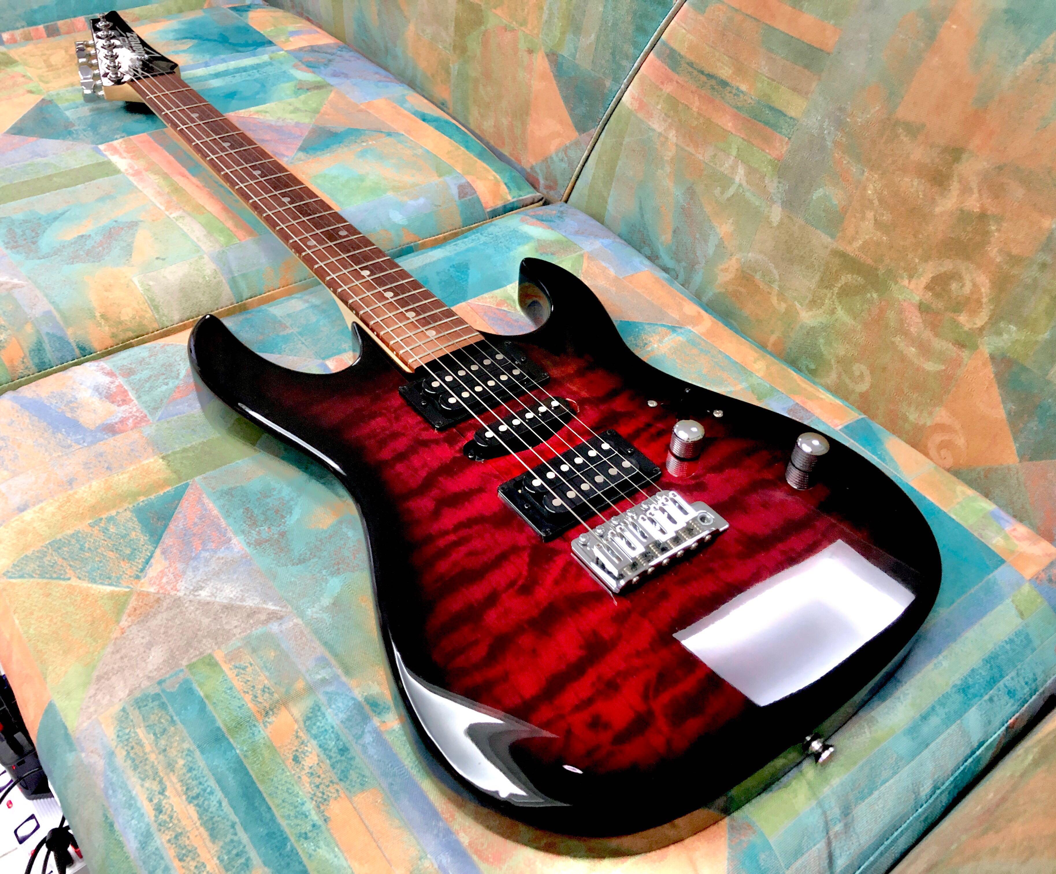 Ibanez Gio GRX70QA-TRB Electric Guitar, Transparent Red Burst (2021 ...