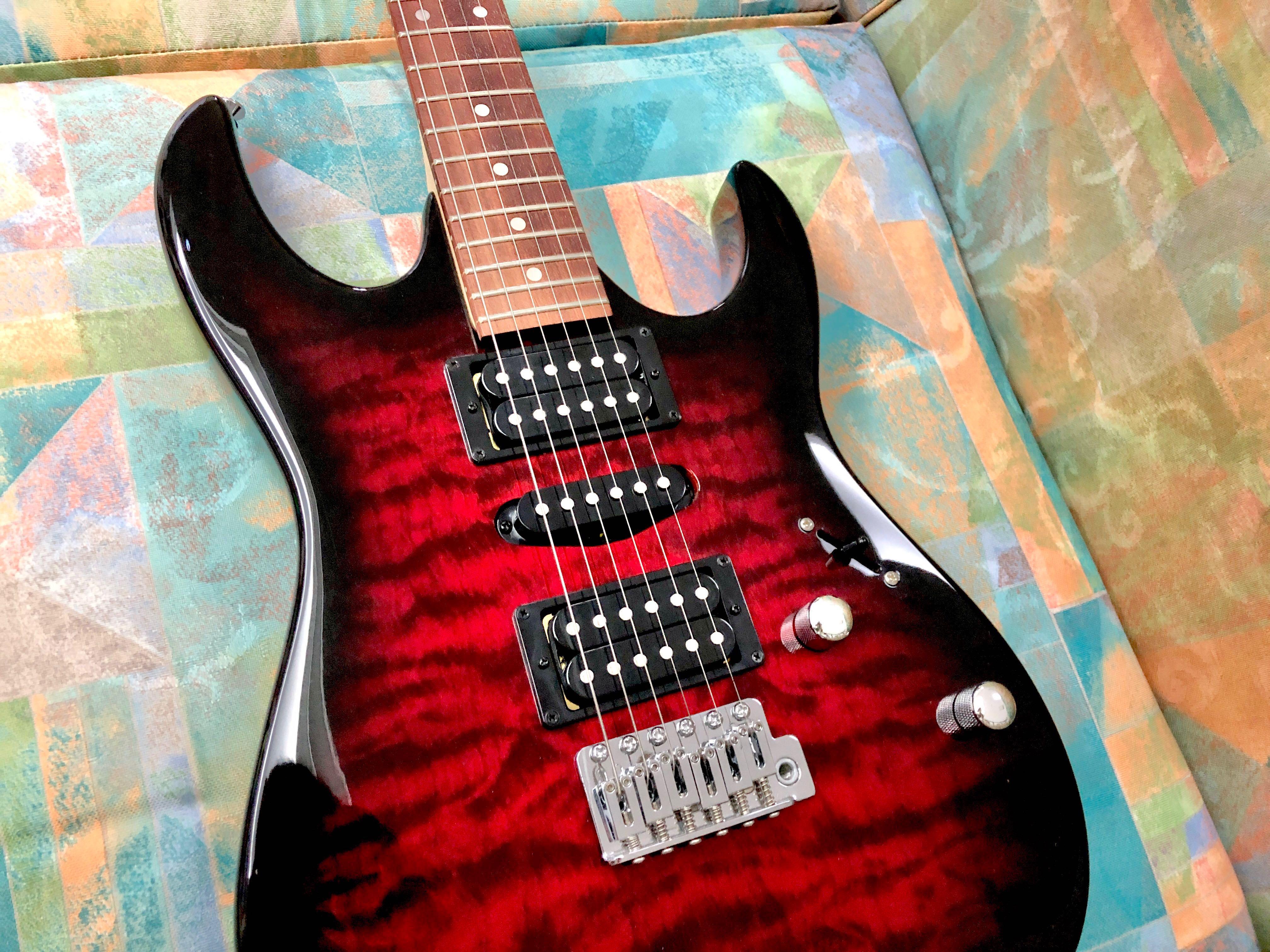 Ibanez Gio GRX70QA-TRB Electric Guitar, Transparent Red Burst (2021 ...