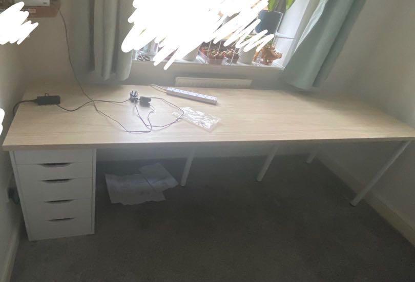 IKEA Alex Drawers + Ekbacken Worktop + Adils Desk Setup, Furniture ...