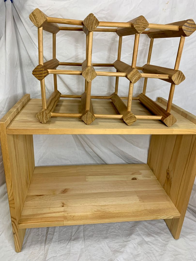 Ikea Rast bedside table & wooden wine rack, Furniture & Home Living ...