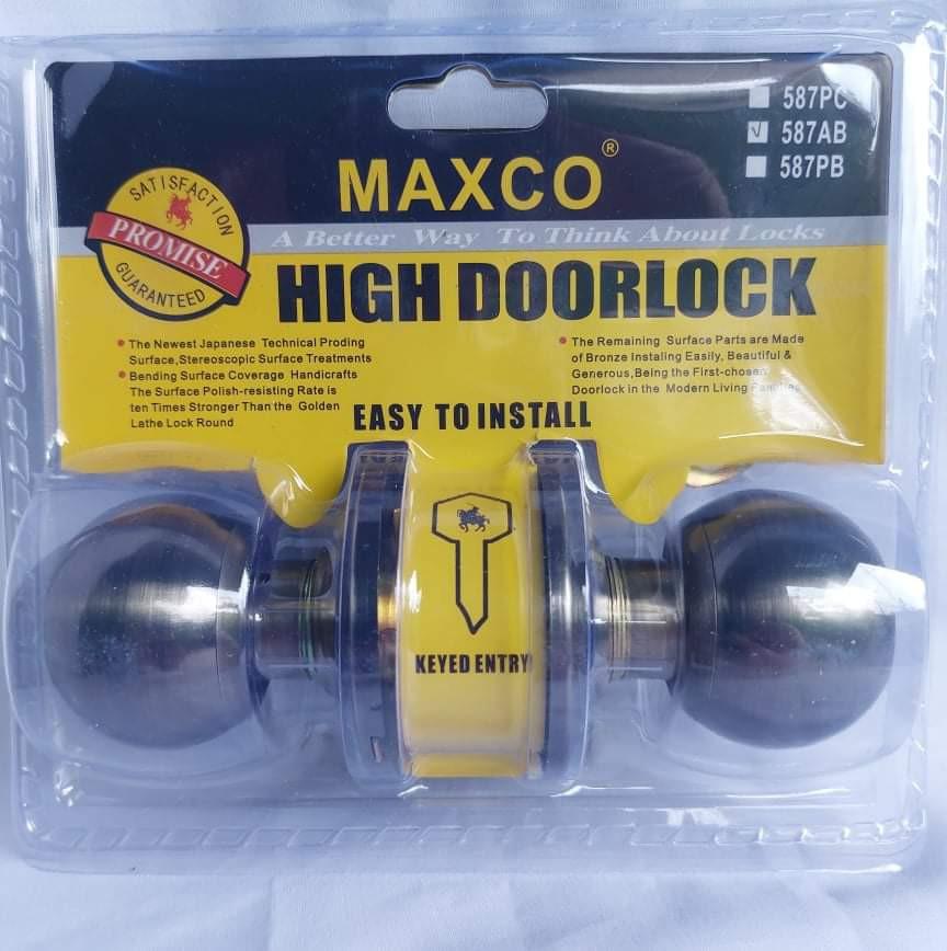 MAXCO HIGH QUALITY DOORKNOB 587, Furniture & Home Living, Security ...