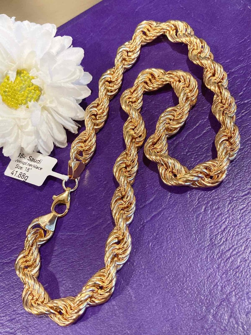 Rope Chain 18k Saudi Gold, Women's Fashion, Jewelry & Organizers ...