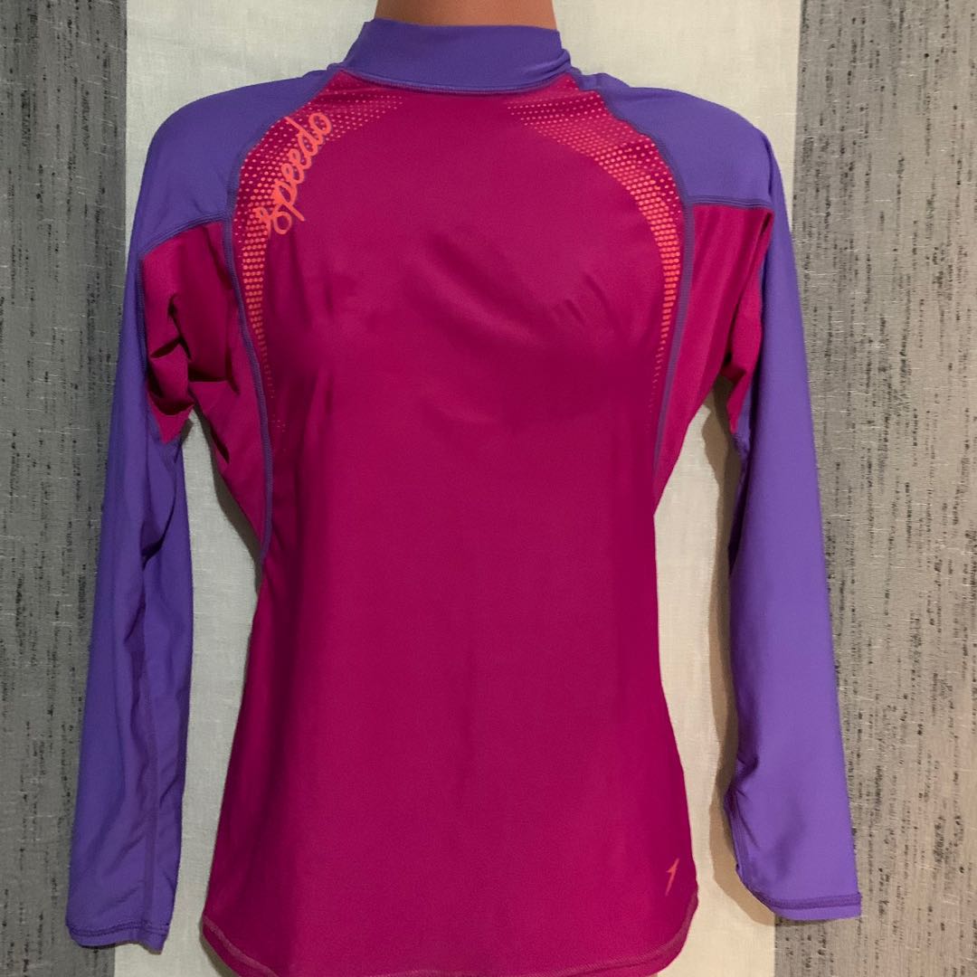 Speedo Rash Guard Fuchsia Pink, Women's Fashion, Swimwear, Rash guard ...