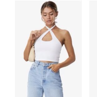 Supre White Ribbed Halter Top, Women's Fashion, Tops, Sleeveless on ...