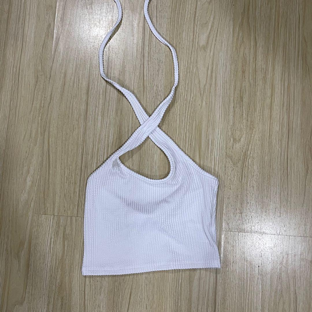 Supre White Ribbed Halter Top, Women's Fashion, Tops, Sleeveless on ...