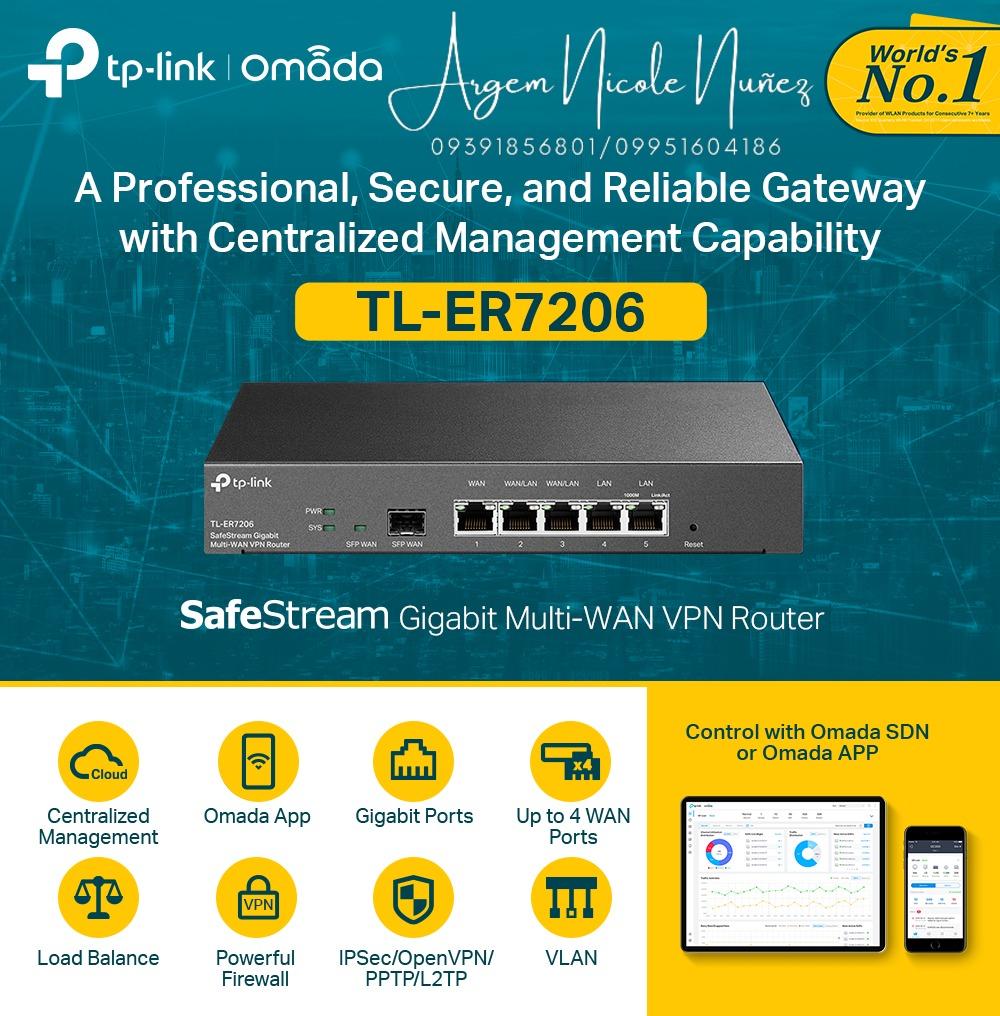 TP-LINK TL-ER7206 SafeStream Gigabit Multi-WAN VPN Router, Computers ...