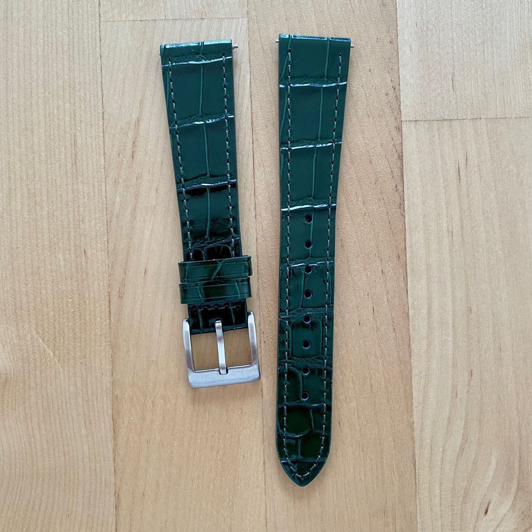 20mm green leather watch strap, Luxury, Watches on Carousell