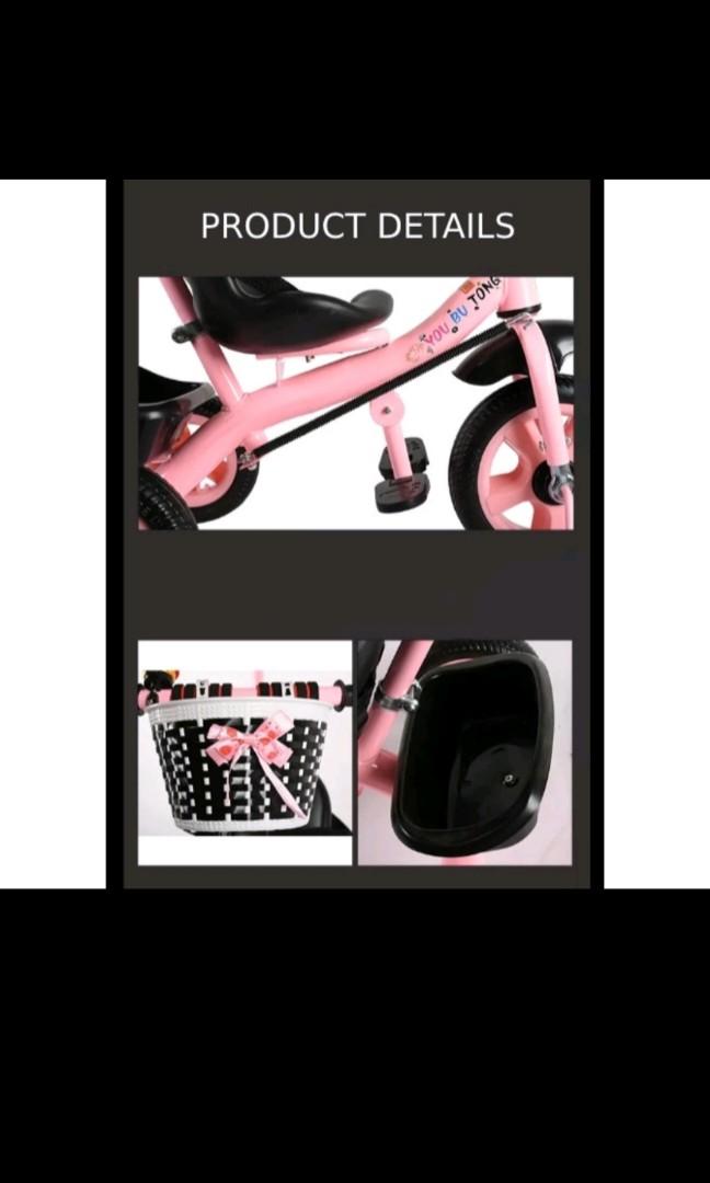 3 Wheels Trolley Bike for kids bike w/ Front Basket and Push Bar ...