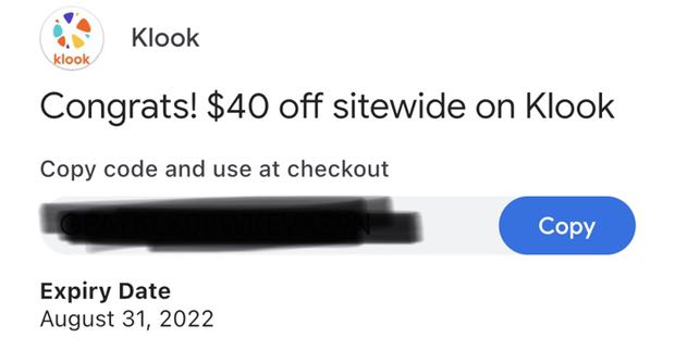 $40 Klook Voucher, Tickets & Vouchers, Vouchers on Carousell