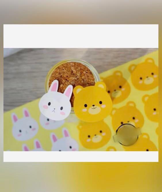 Bunny Bear Stickers Sealing Labels Seals for Cookie Bags Homebakes Door ...