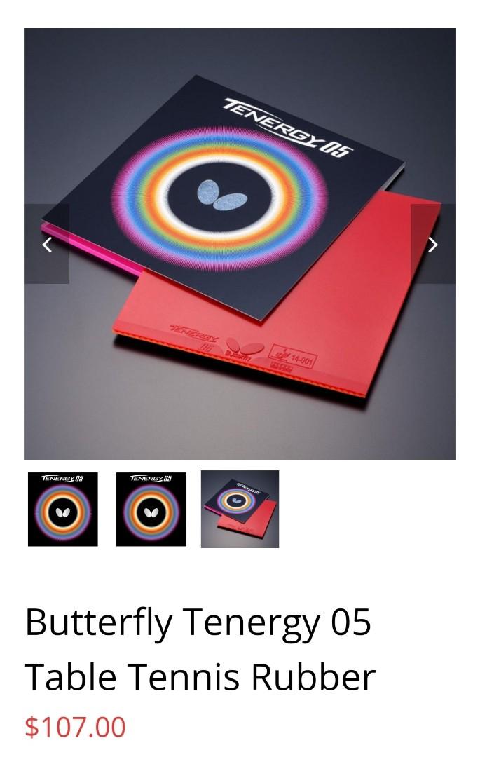 Butterfly Tenergy 05 - Red 2.1mm - Table Tennis rubber, Sports Equipment, Sports & Games, Racket ...