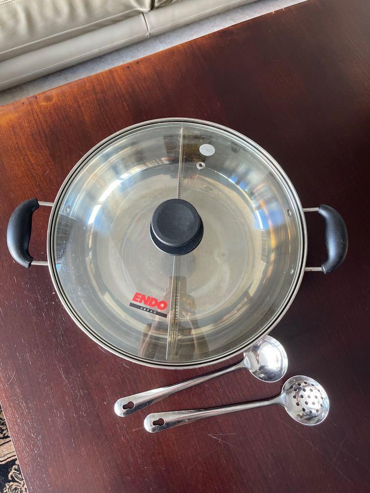 Endo 30-cm Pot with Glass Lid & 2 Ladles, Furniture & Home Living ...