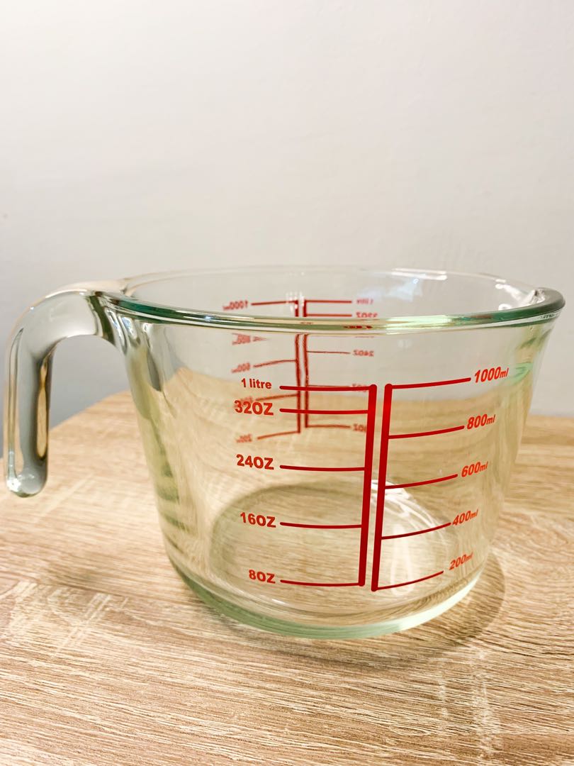 Eurochef 1000mL/ 4Cups Borosilicate Glass Measuring Cup 9100 with ...