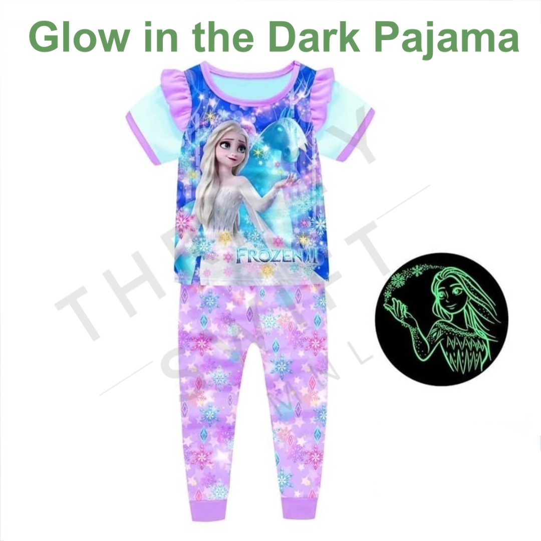 Frozen Elsa and Ana Glow in the Dark Pajama Sleepwear, Babies & Kids ...