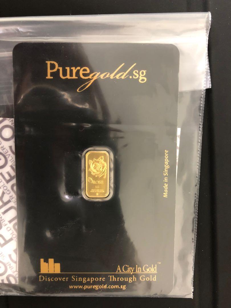 Gold Bar 999.9 Rose 1 gram PURE GOLD Sg, Hobbies & Toys, Memorabilia ...
