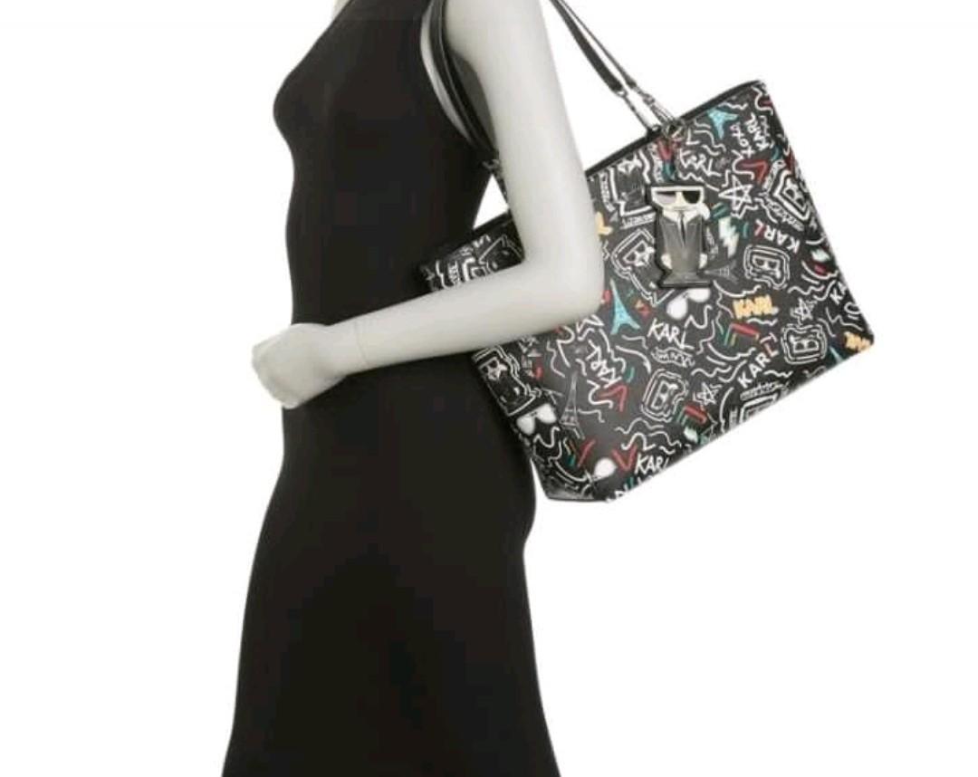 KARL LAGERFELD PARIS ADELE BLACK TOTE, Women's Fashion, Bags & Wallets, Shoulder Bags on Carousell