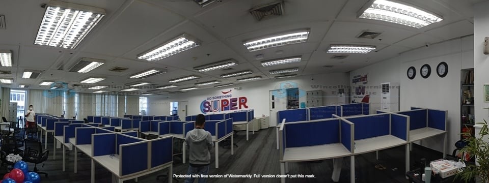 Linear workstation table X modular partition, Furniture & Home Living ...