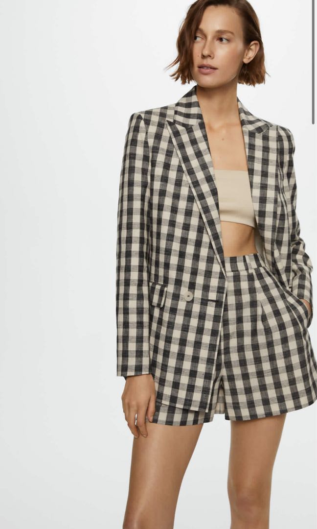 Mango Check suit blazer, Women's Fashion, Coats, Jackets and Outerwear ...
