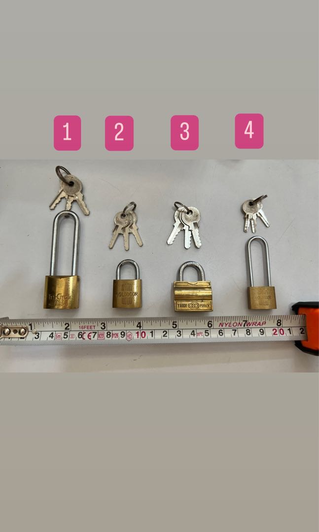 Mini brass padlock with keys lock set, Furniture & Home Living, Home ...