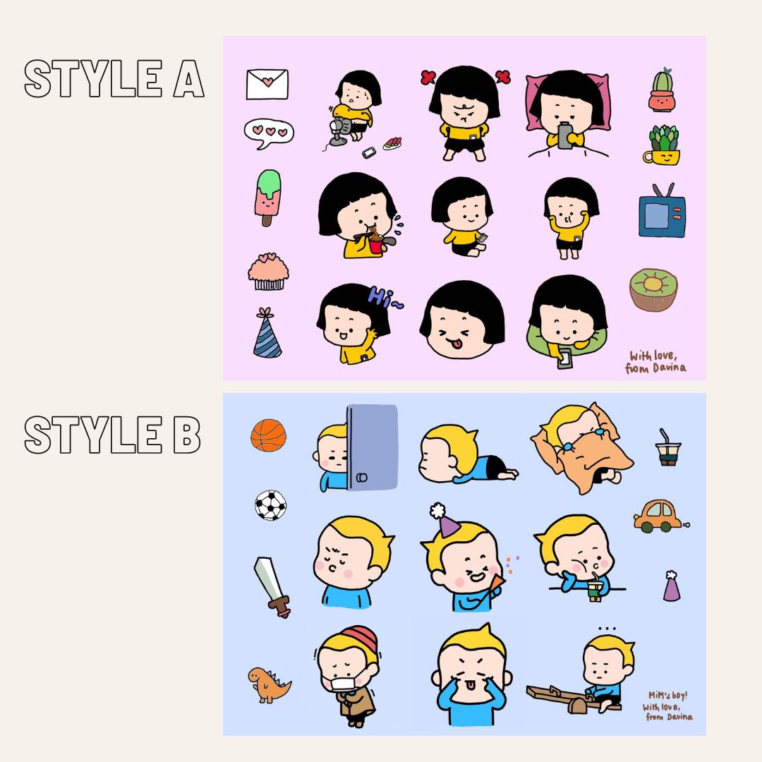 mobile girl MiM stickers, Hobbies & Toys, Stationery & Craft, Art ...