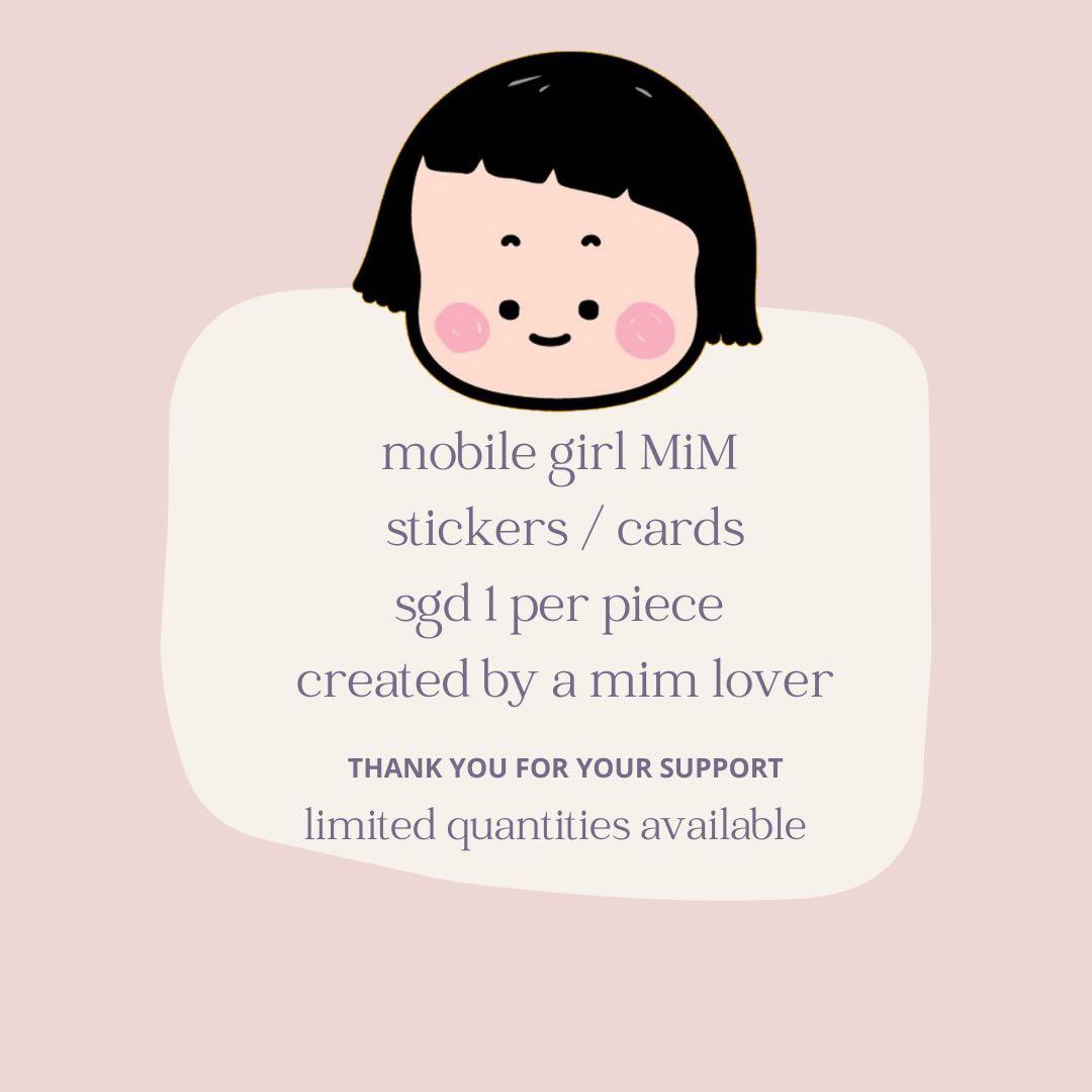 mobile girl MiM stickers, Hobbies & Toys, Stationery & Craft, Art & Prints on Carousell