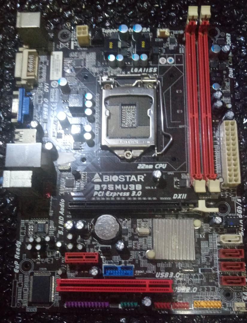 Motherboard biostar b75 lga 1155, Elektronik, Komputer, Desktop di Carousell