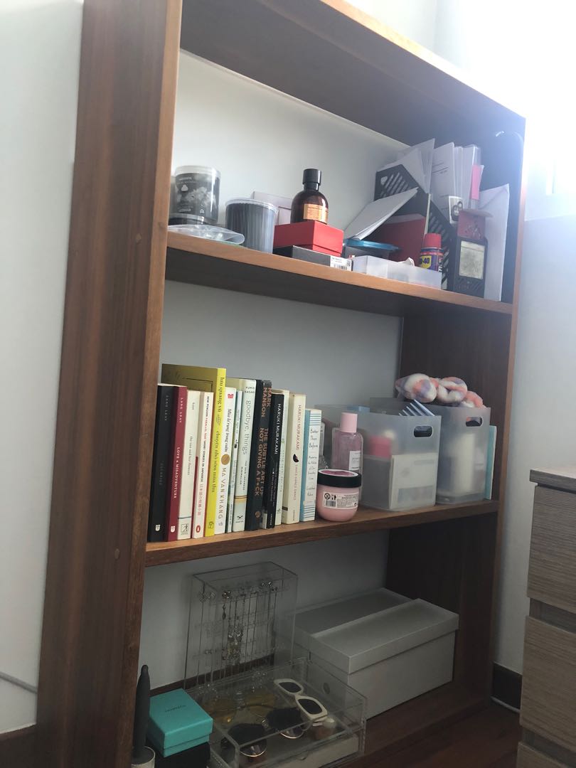 [Urgent] GREAT FIX - Muji walnut wide shelf, Furniture & Home Living ...