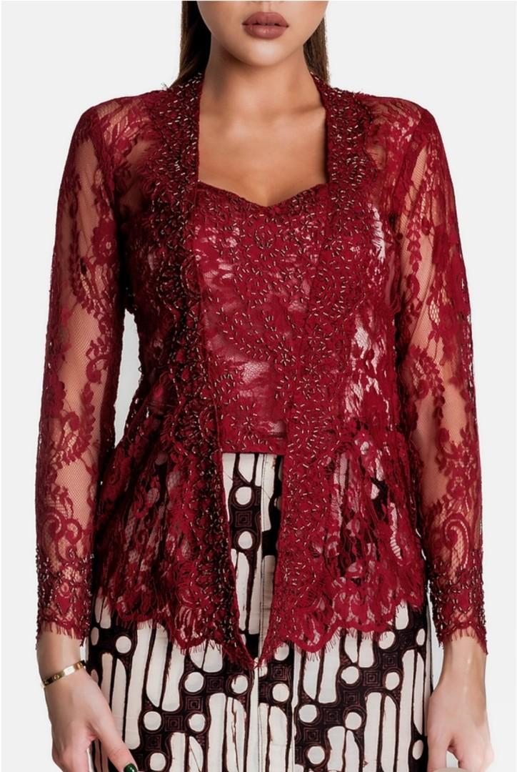 NEW Kebaya Wirda Aulia - Wine Red, Women's Fashion, Dresses & Sets ...