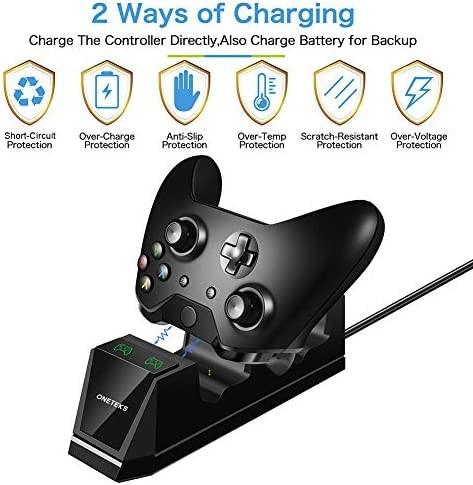 ONETEKS Xbox One Controller Charger with 2X 1200mAh Rechargeable ...