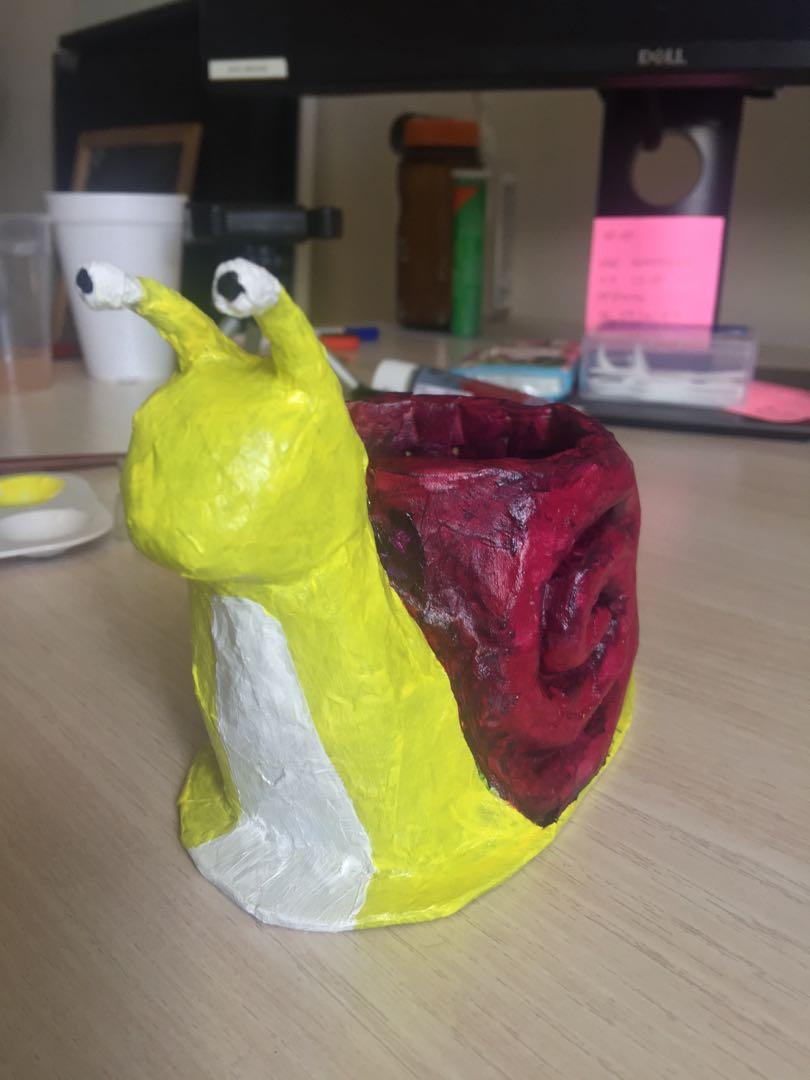 (Paper Mache) Snail Container, Hobbies & Toys, Stationery & Craft ...