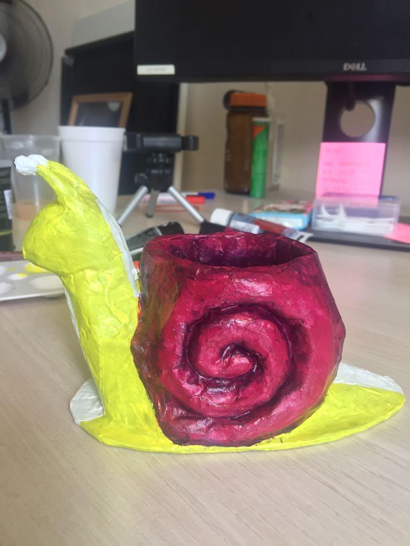 (Paper Mache) Snail Container, Hobbies & Toys, Stationery & Craft ...