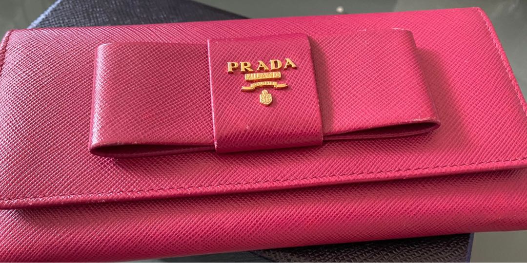 Prada Wallet Pink Ribbon, Women's Fashion, Bags & Wallets, Wallets ...