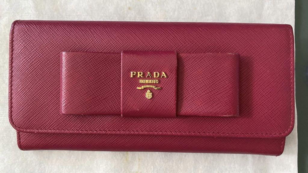 Prada Wallet Pink Ribbon, Women's Fashion, Bags & Wallets, Wallets ...